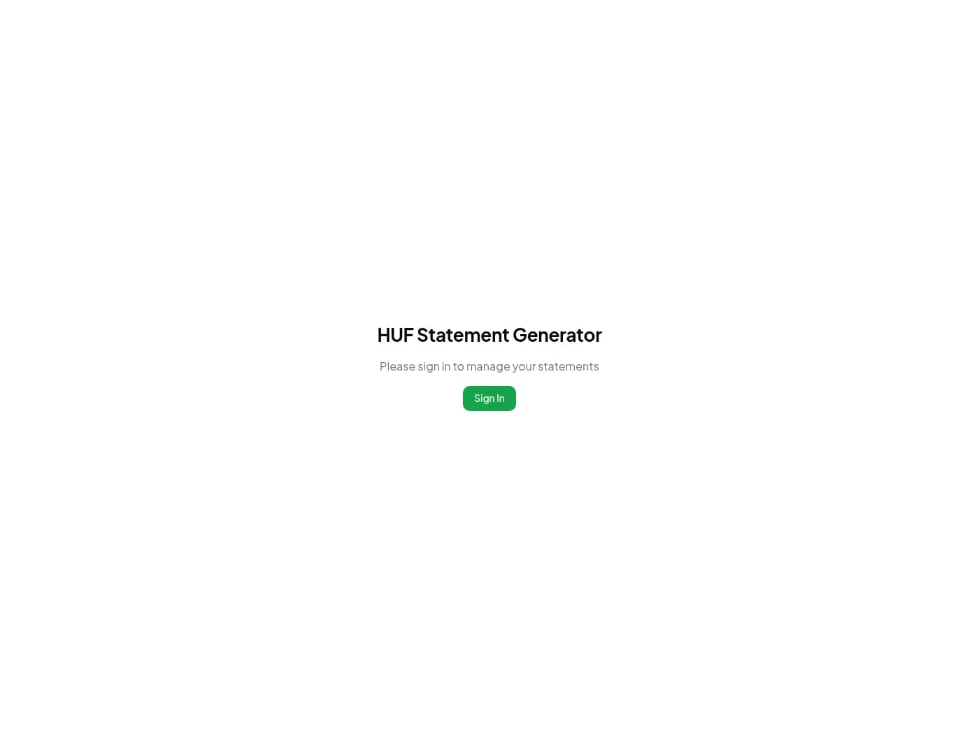 HUF Statement Generator