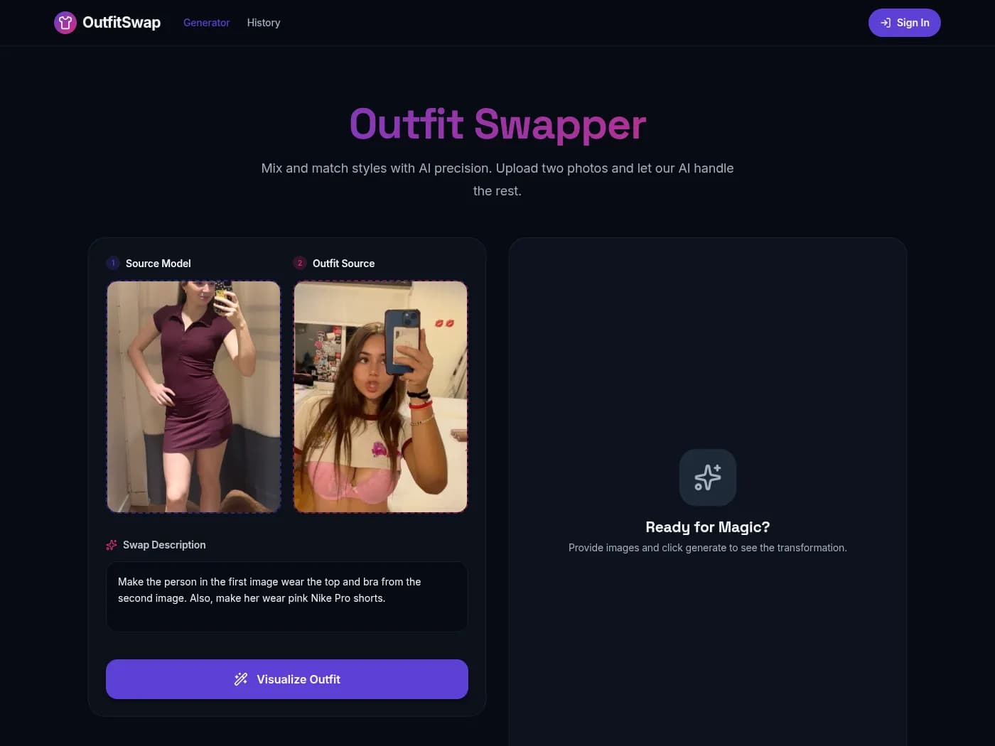 Outfit Swap Visualizer