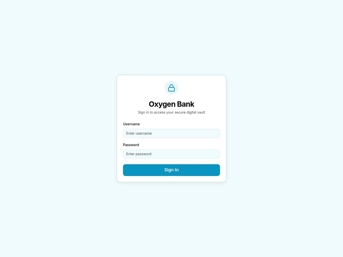 Oxygen Bank Dashboard