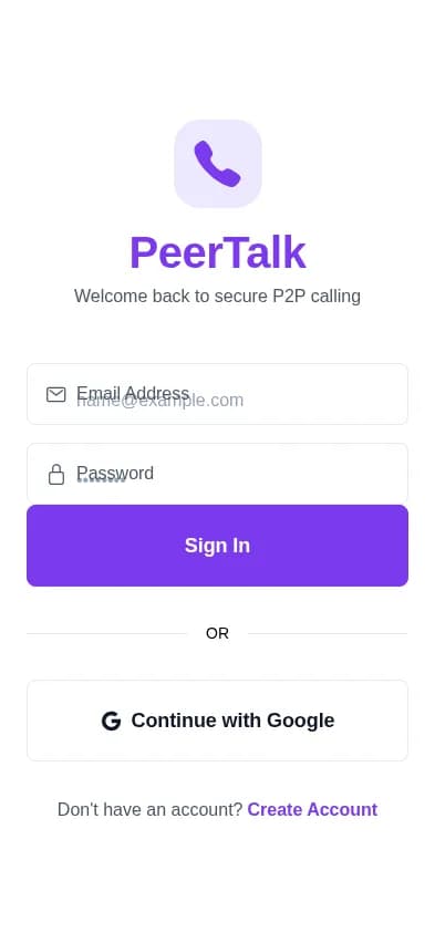 PeerTalk Calling App