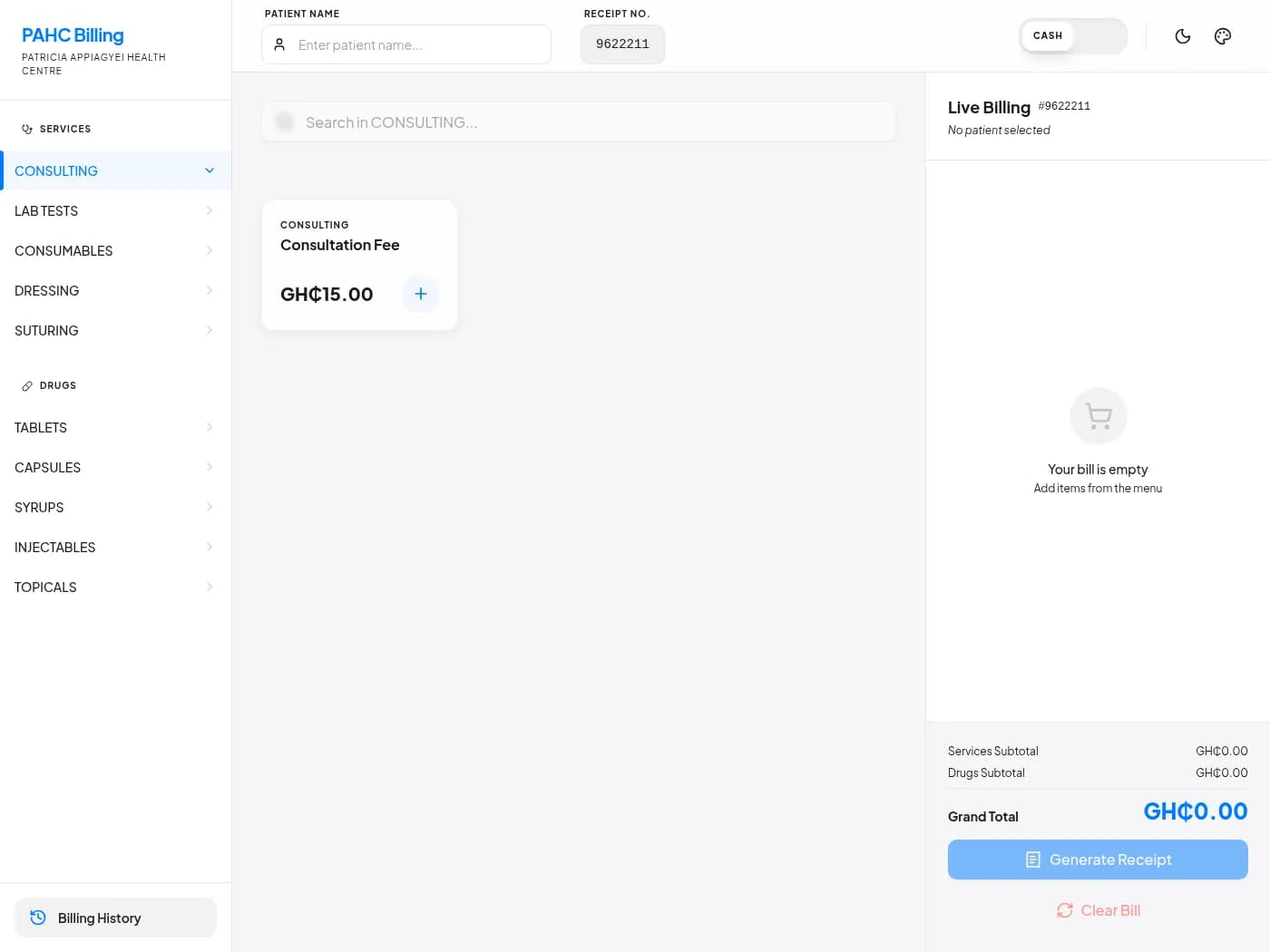 PAHC Billing Dashboard