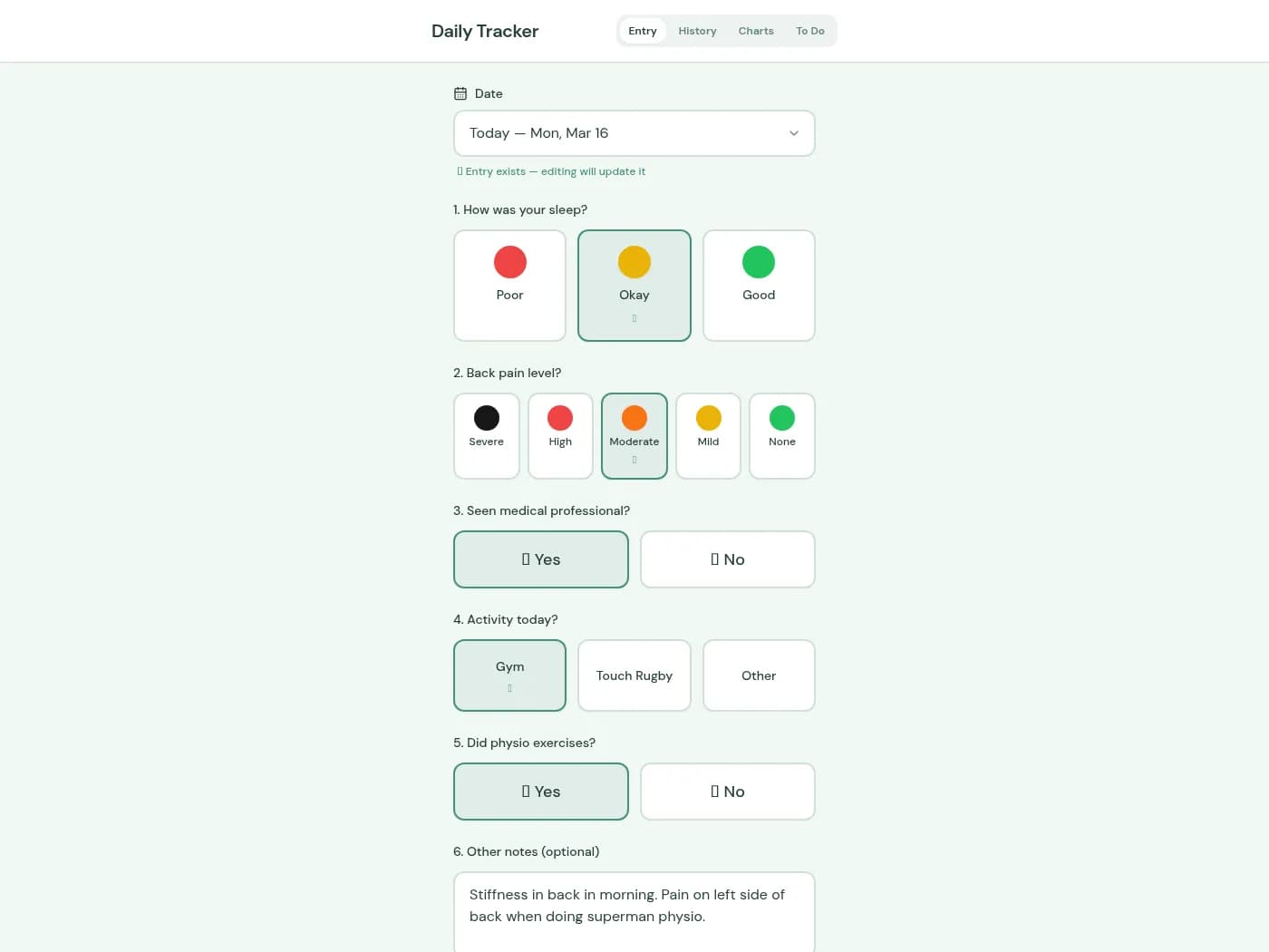 Pain Tracker App
