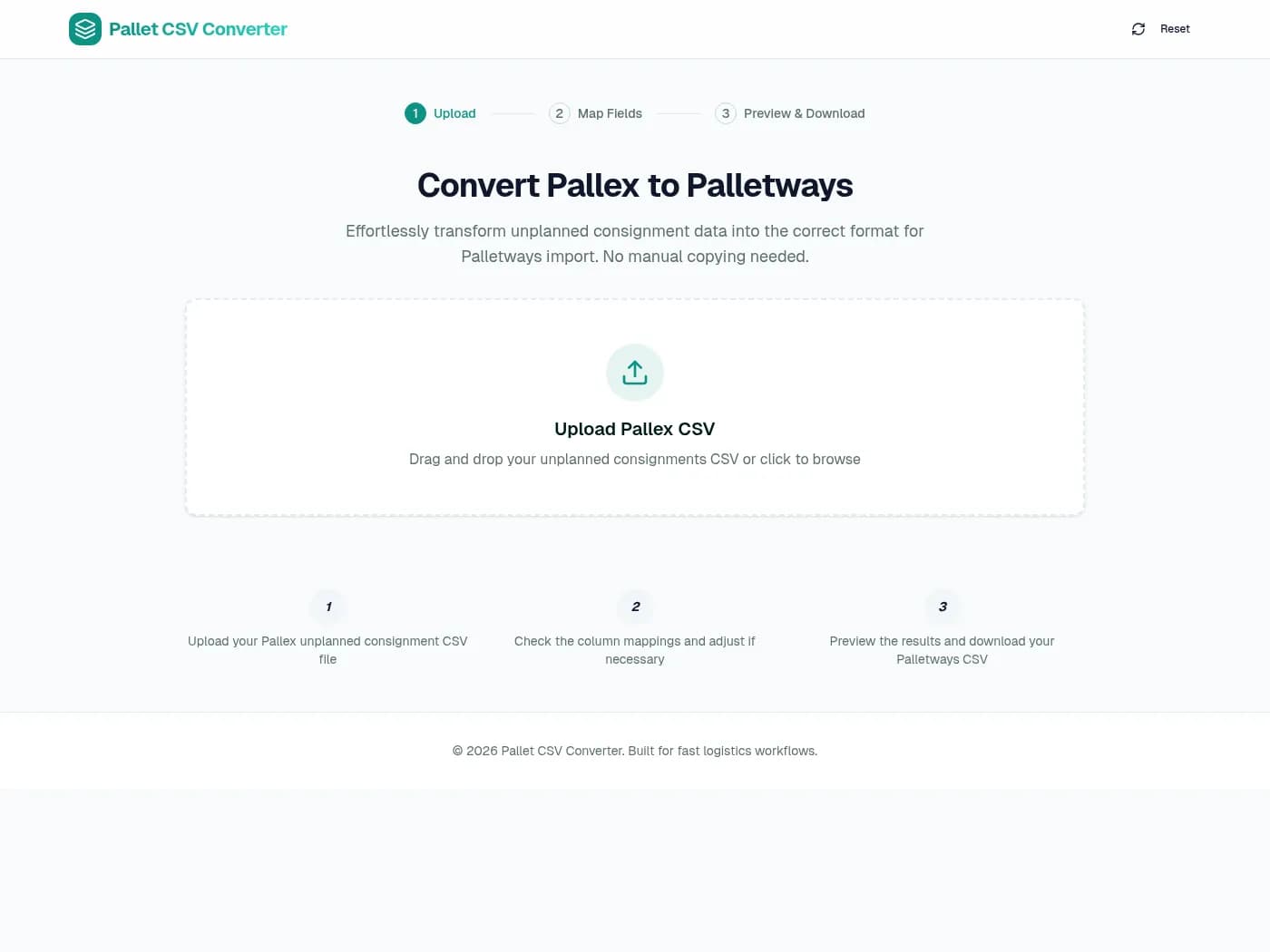 Pallet CSV Converter