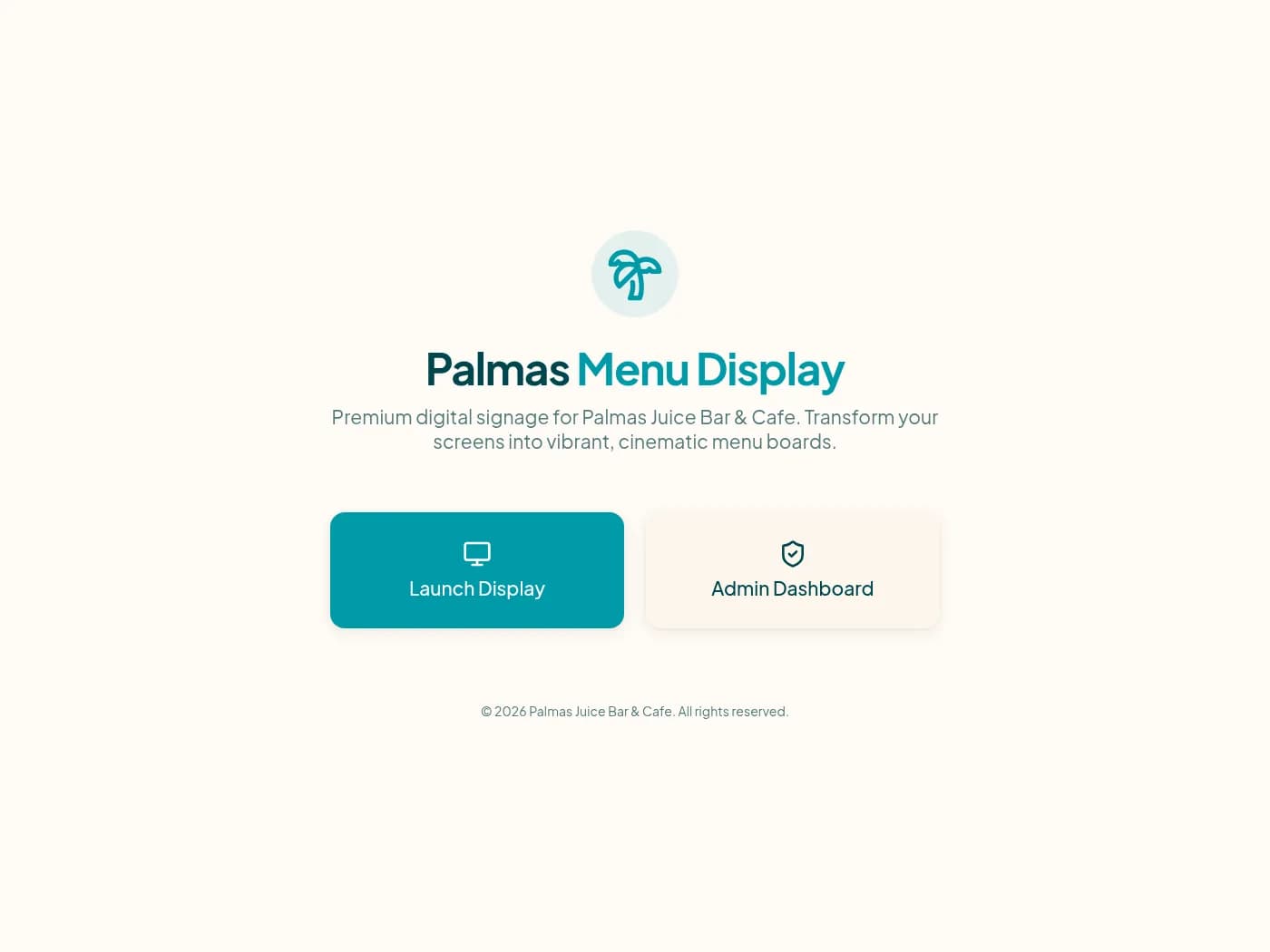 Palmas Menu Display
