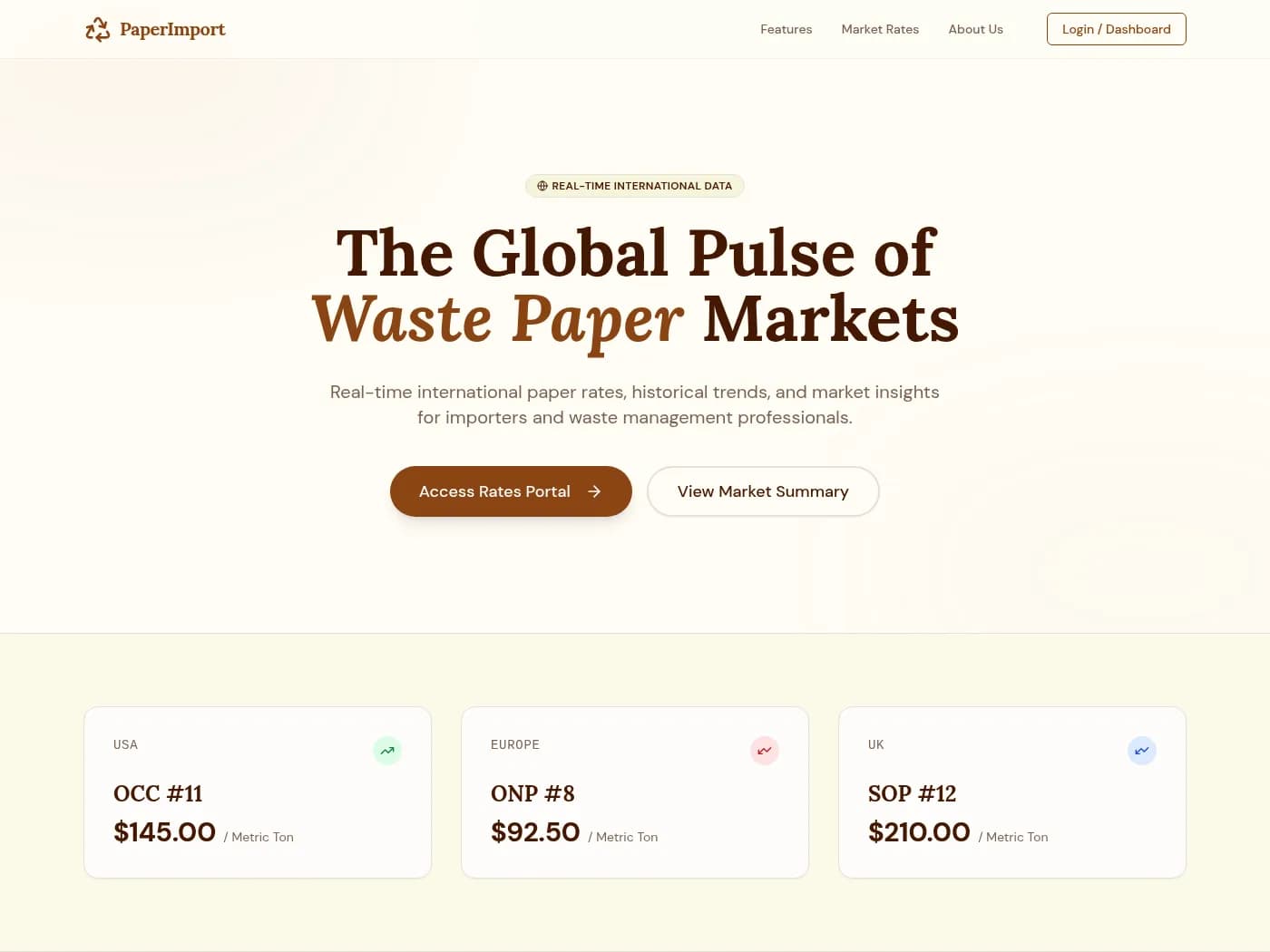 PaperImport Rates Portal