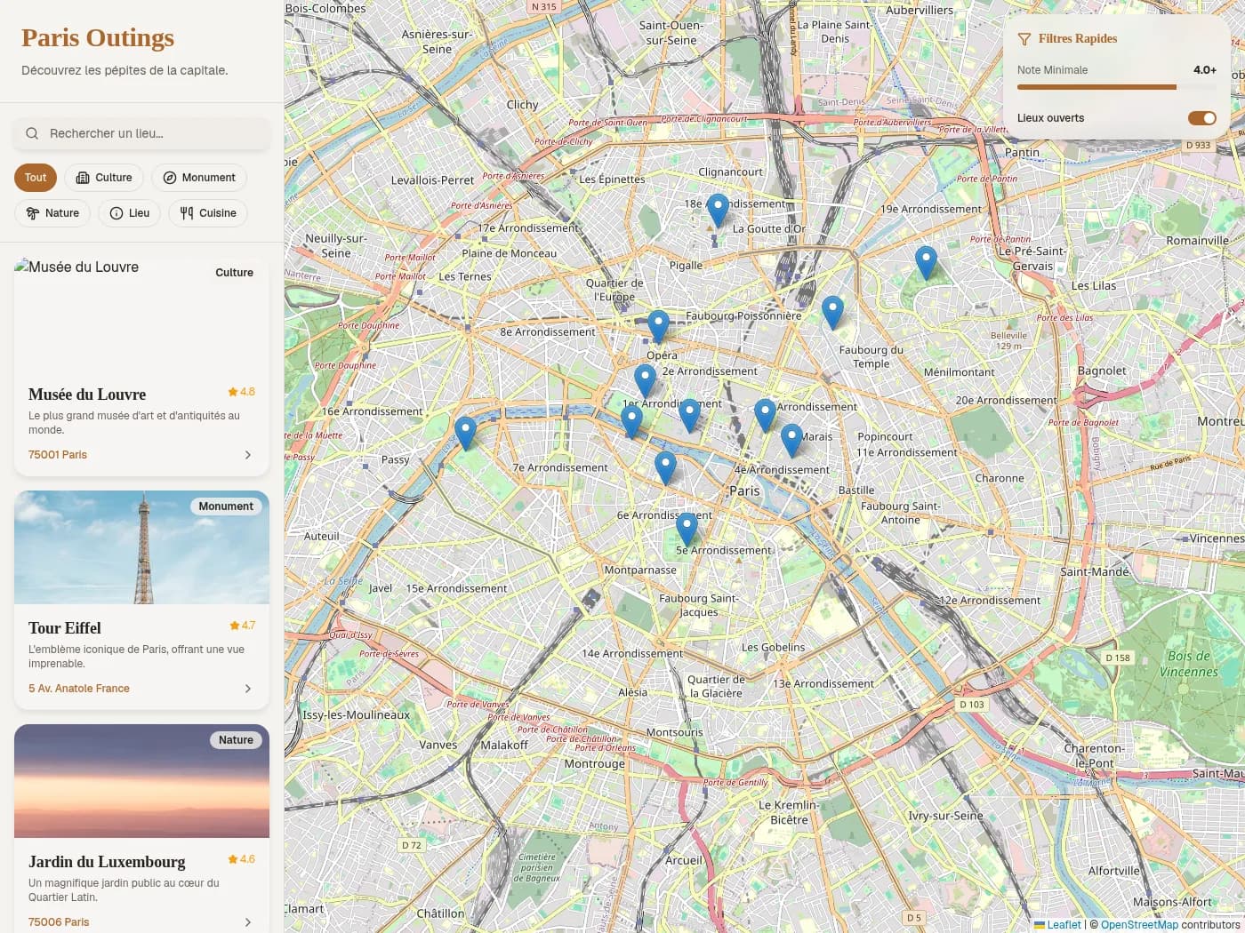 Sorties Paris Carte