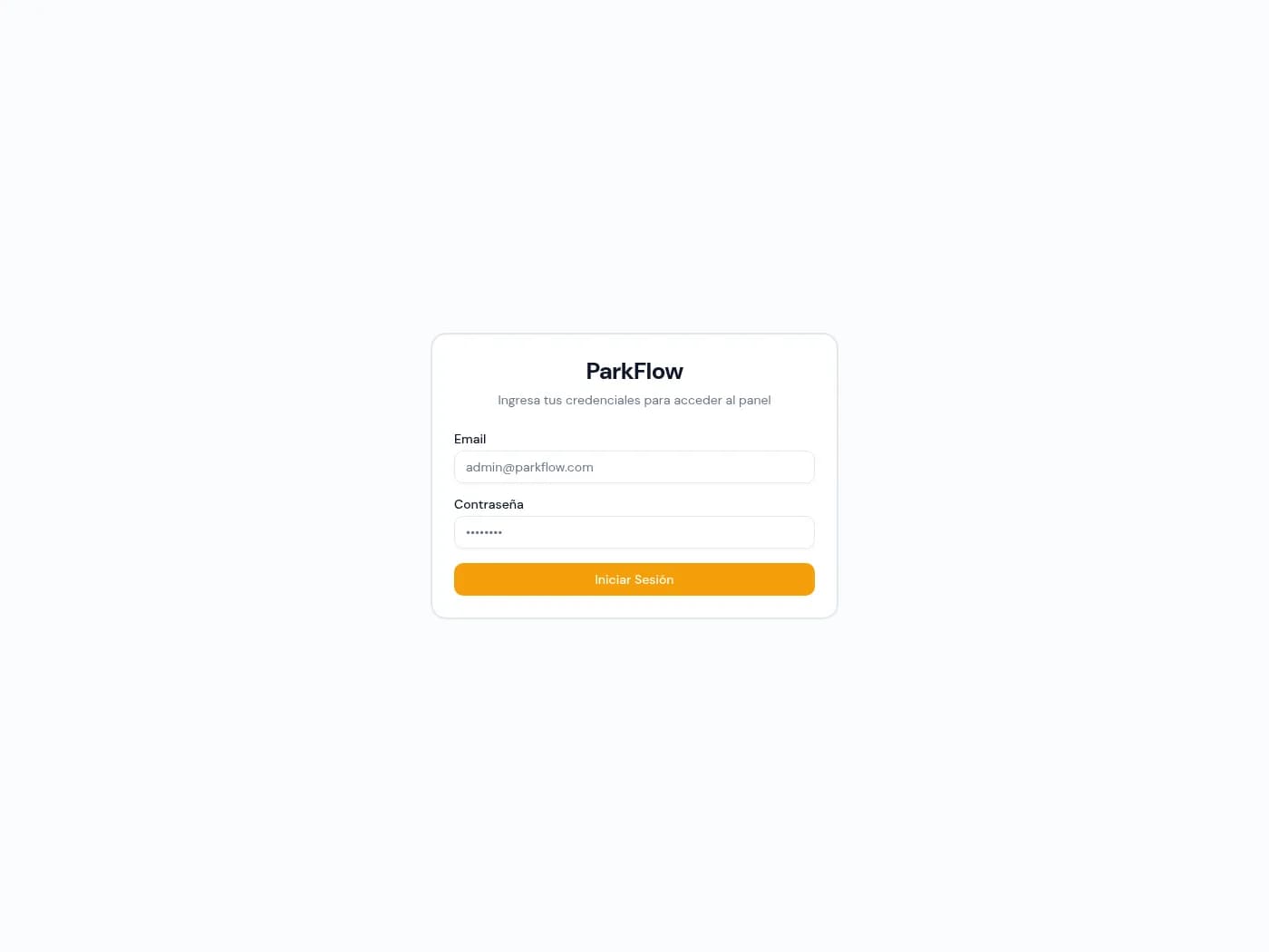 ParkFlow Admin Panel
