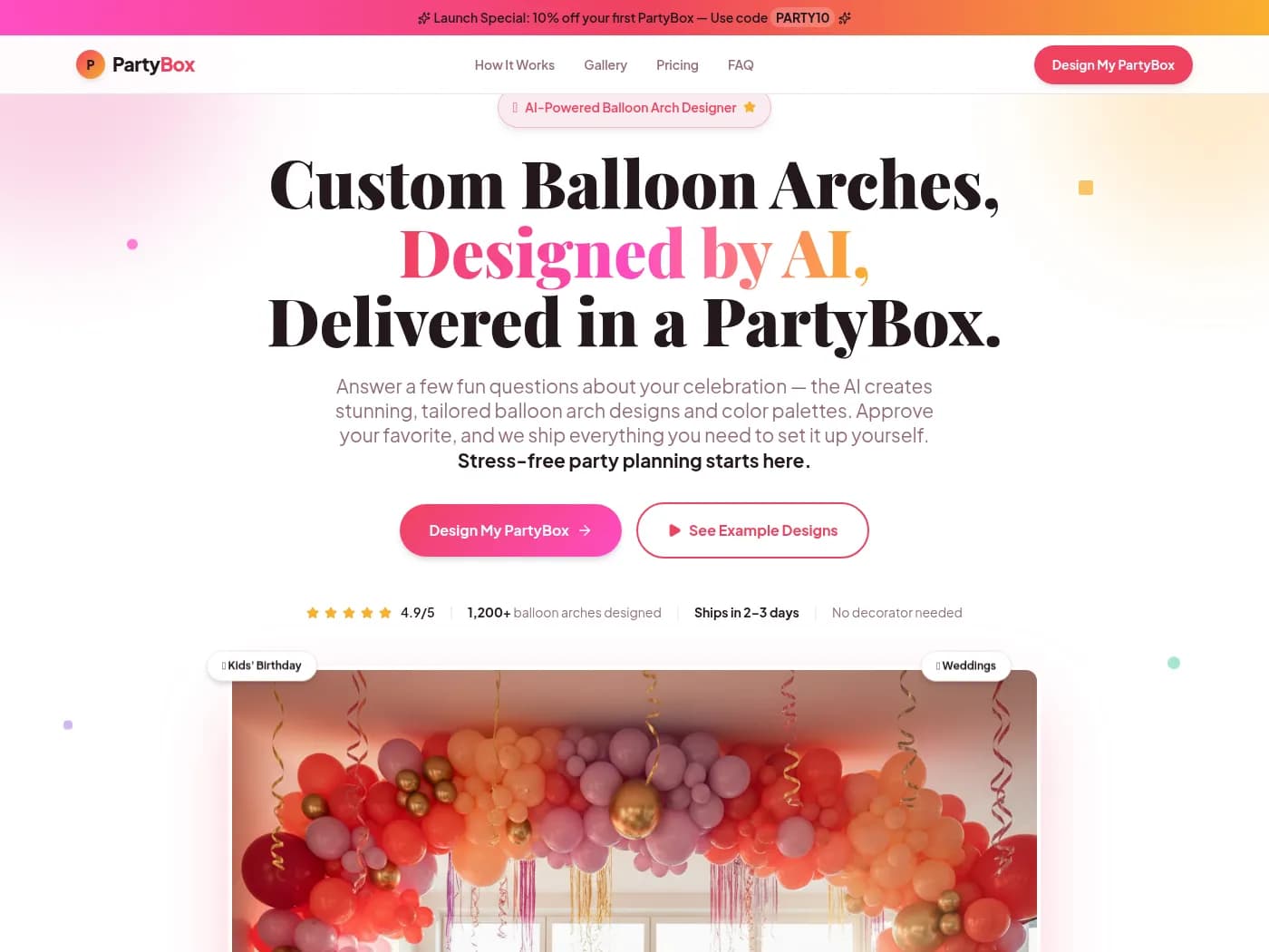 PartyBox AI Landing Page