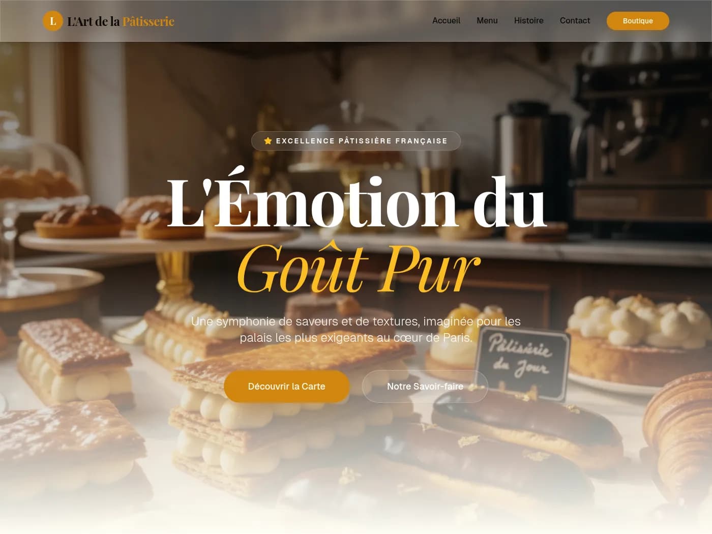 Gourmet Pastry Menu
