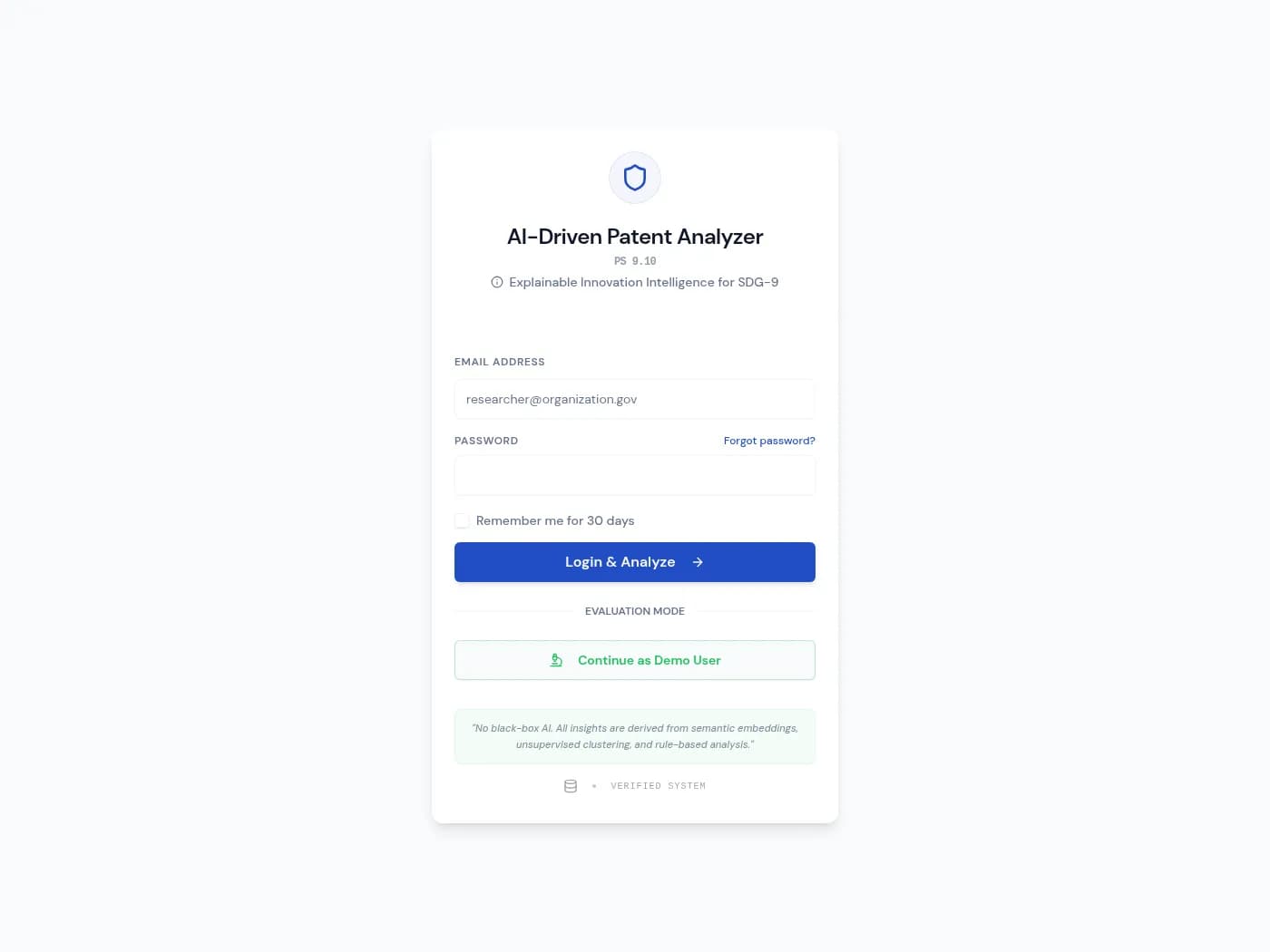 Patent Analyzer Login