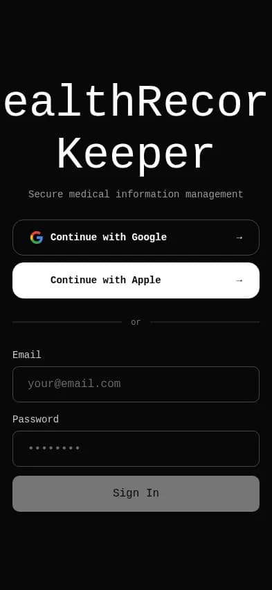 HealthRecord Keeper
