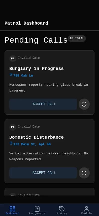 Patrol Dashboard Mobile