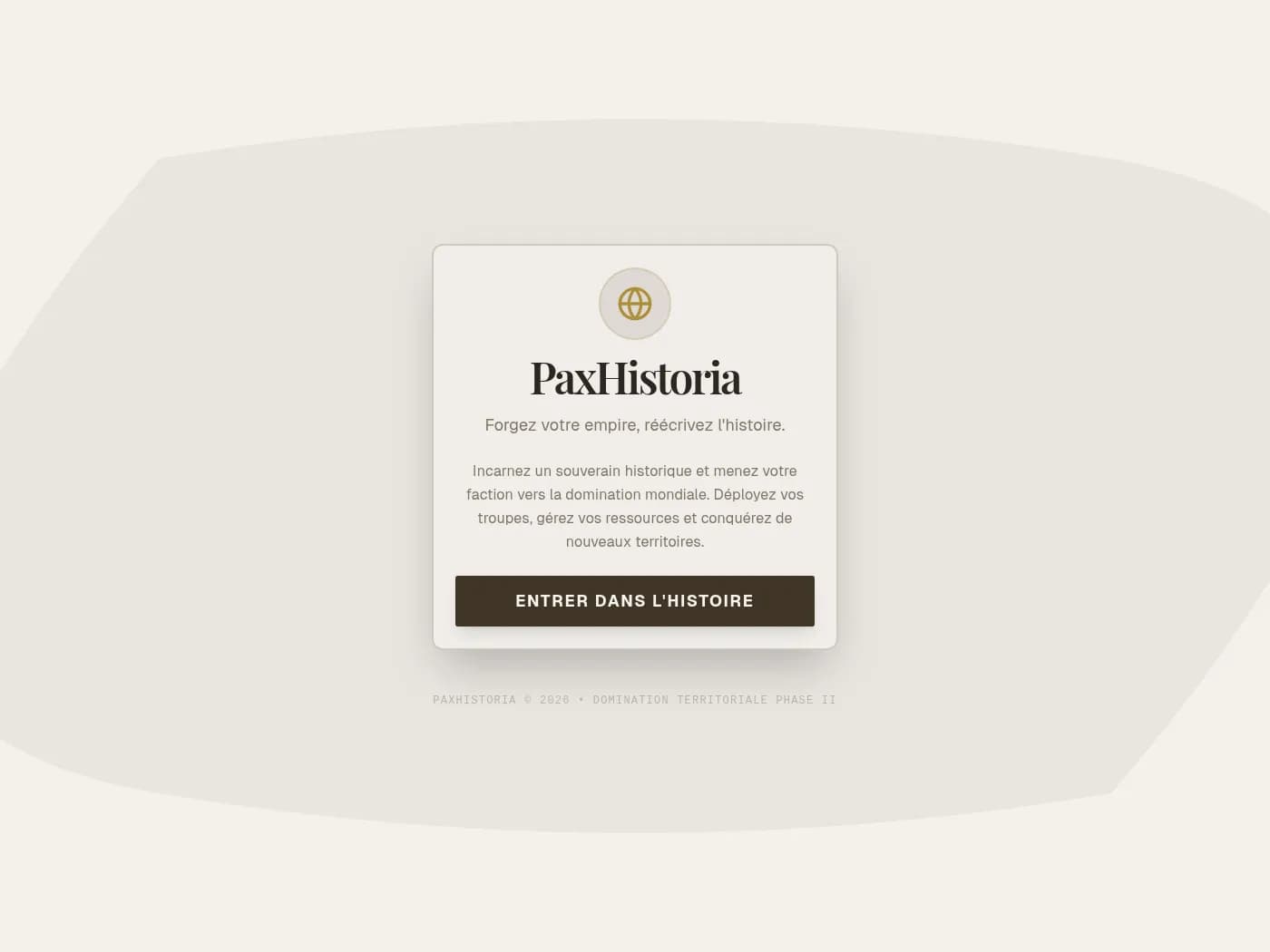 PaxHistoria Game Site