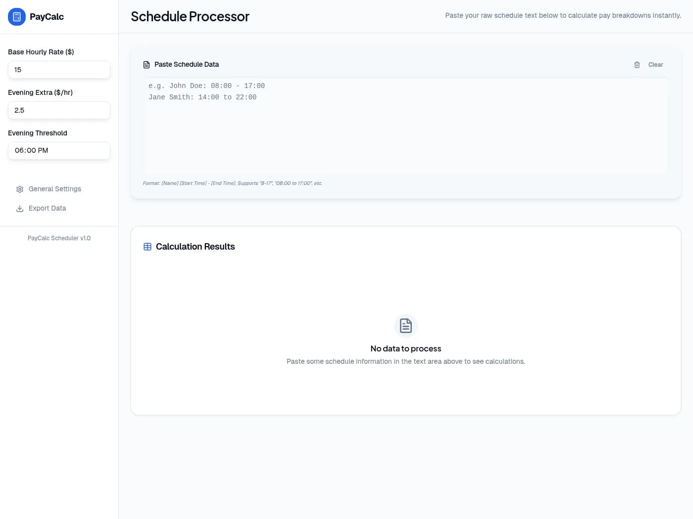 PayCalc Scheduler