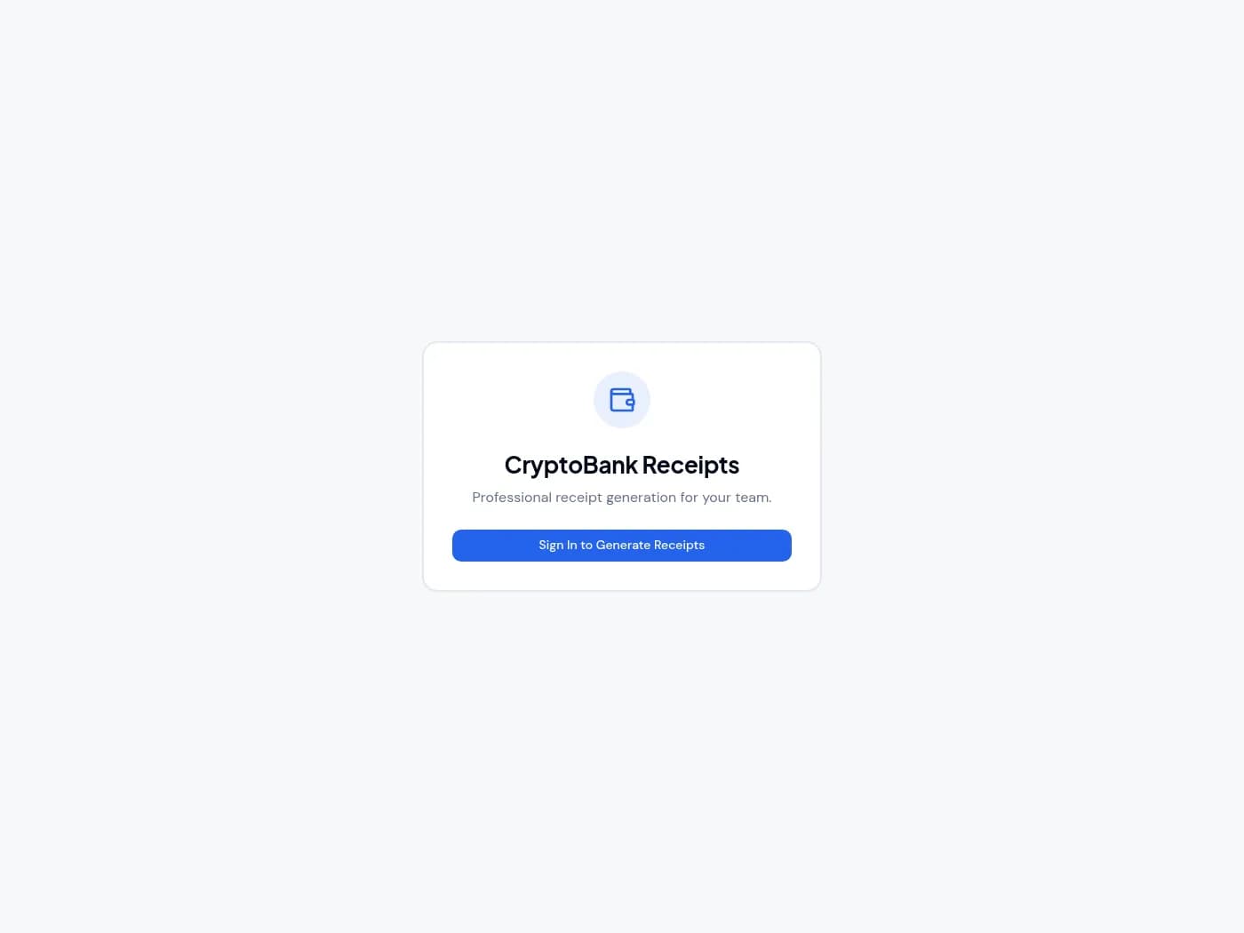 CryptoBank Receipt Generator