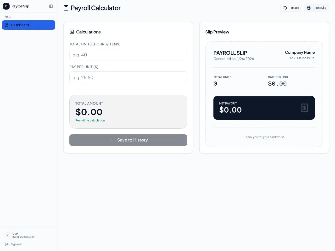 Payroll Slip Calculator