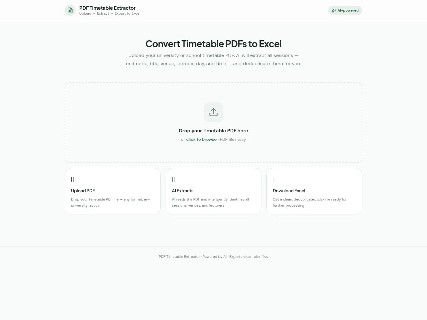 PDF Timetable Extractor