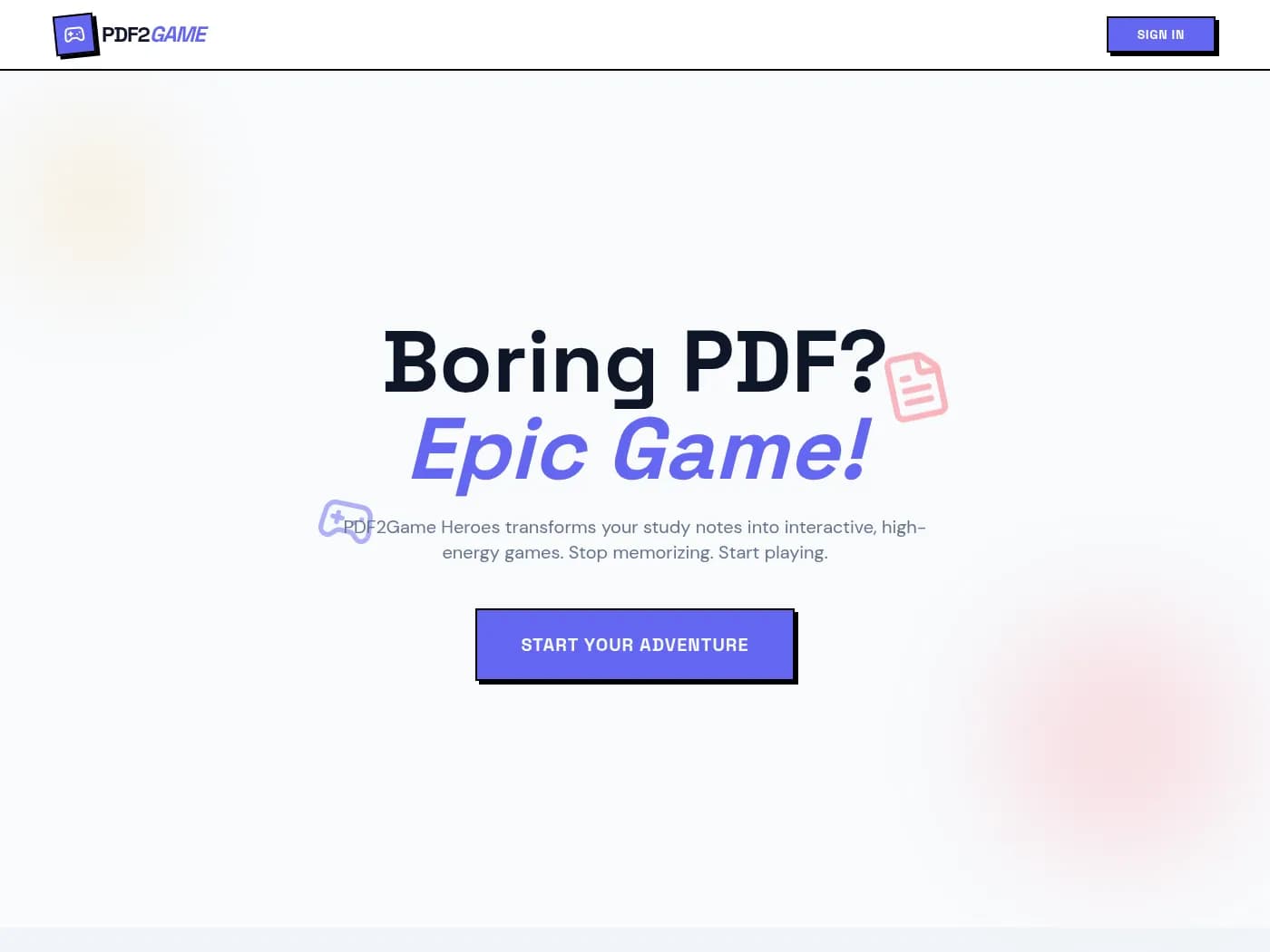 PDF2Game Heroes