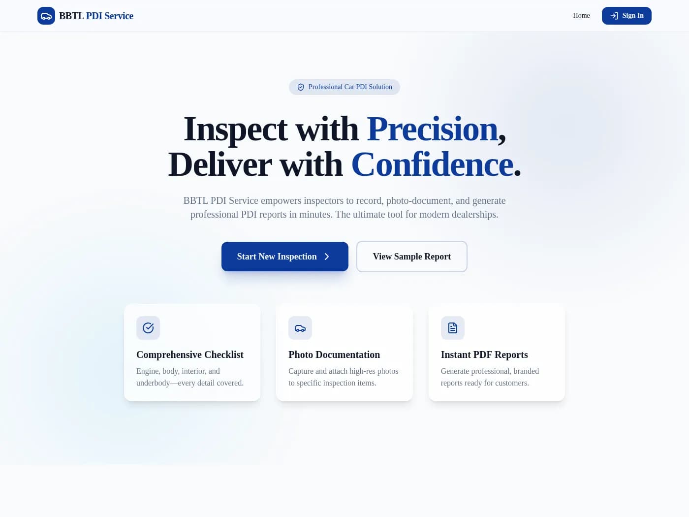 BBTL PDI Service by venkat