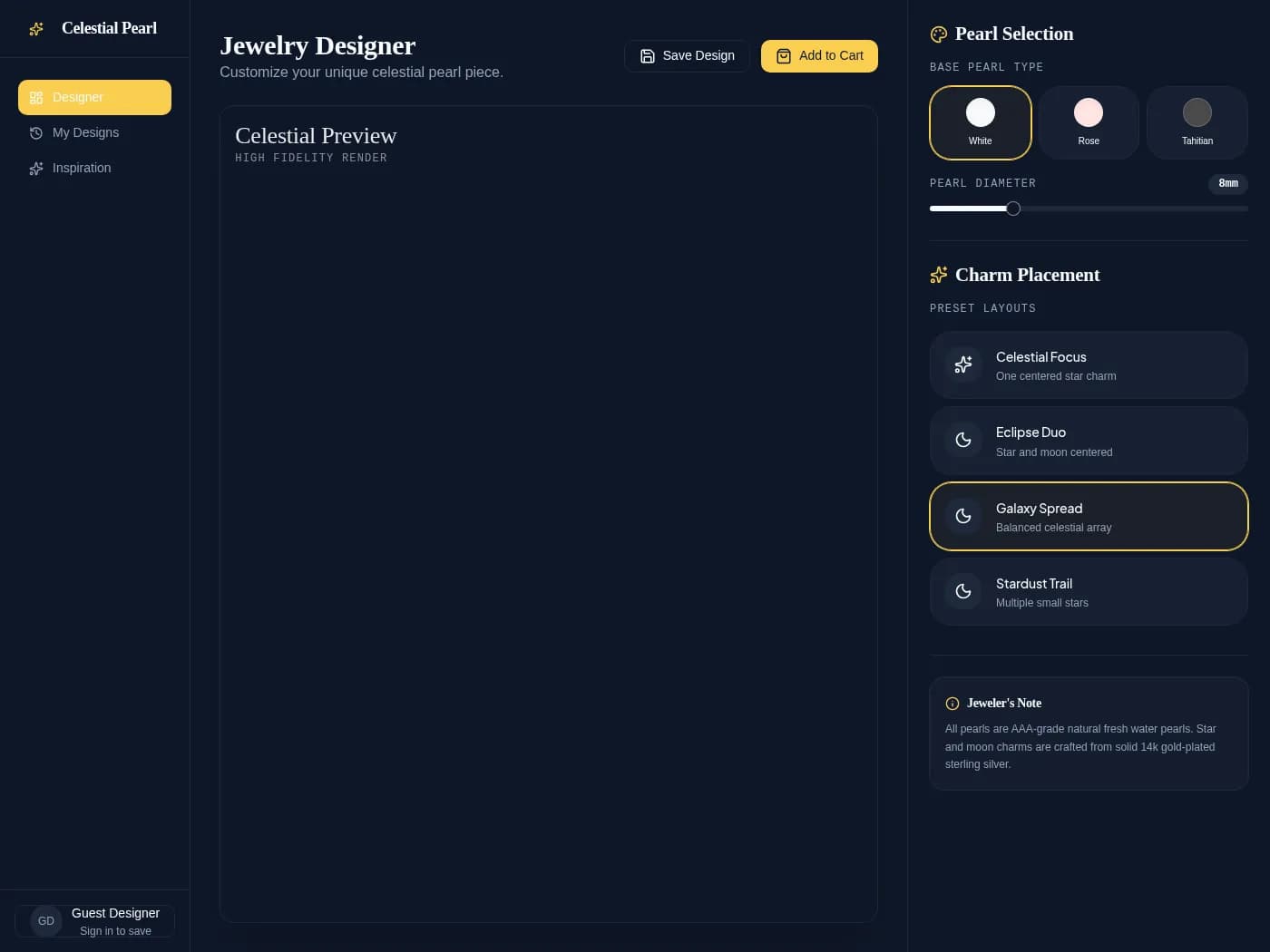 Celestial Pearl Necklace Designer