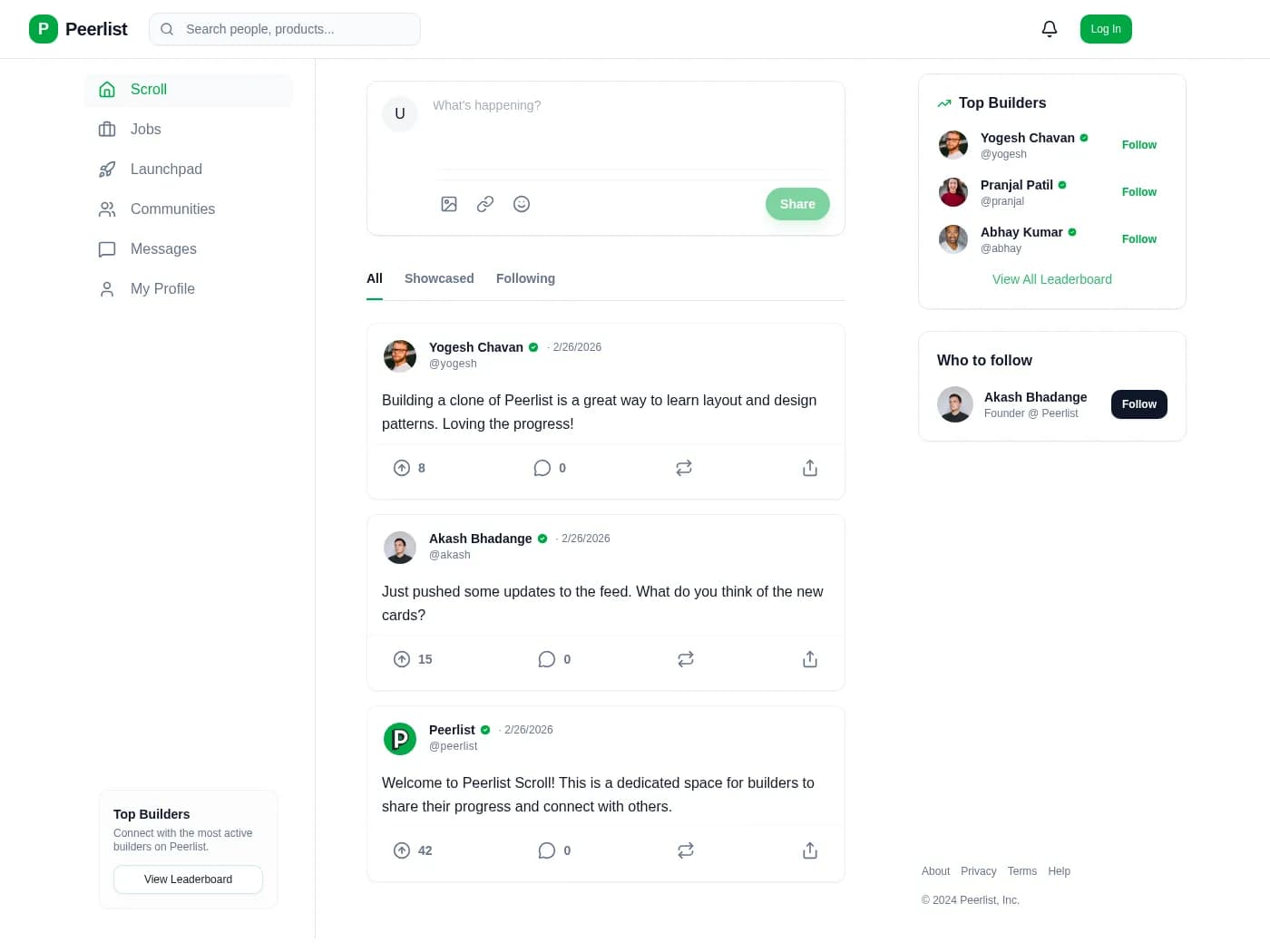 Peerlist Scroll Clone