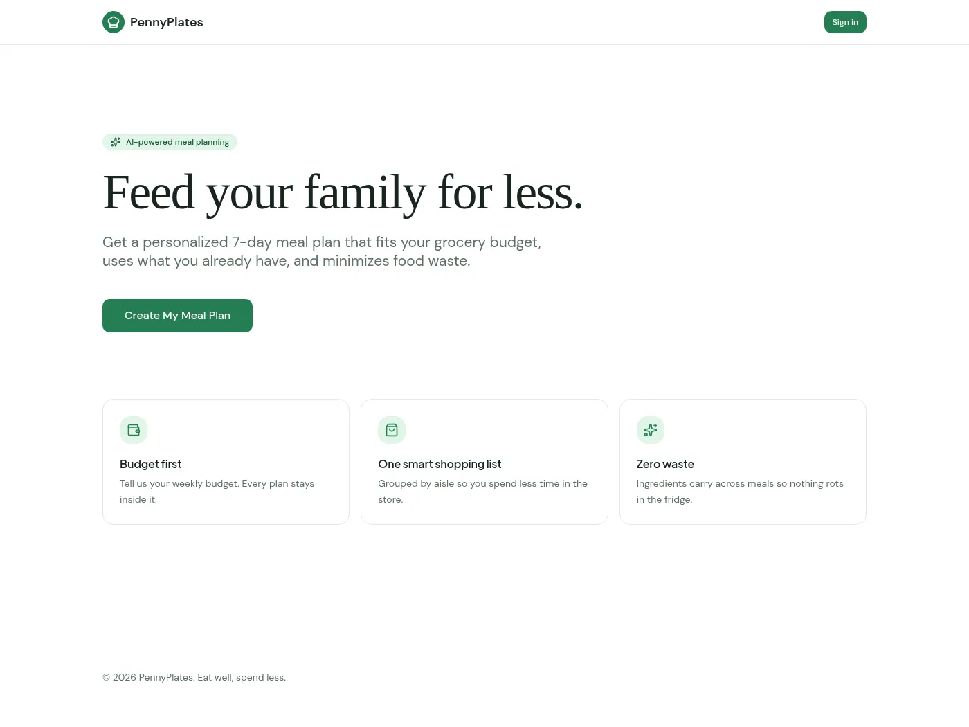 PennyPlates Meal Planner