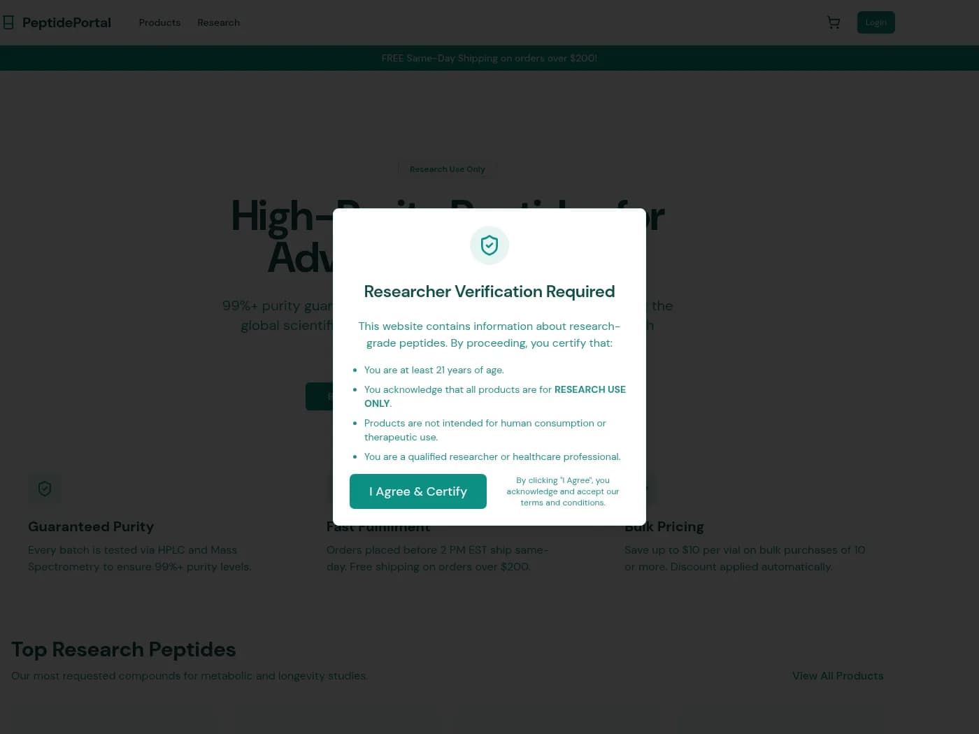 Researcher Peptide Portal