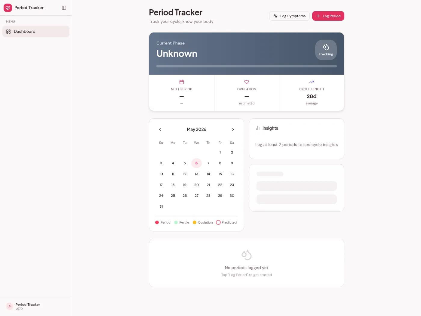 Period Tracker 670