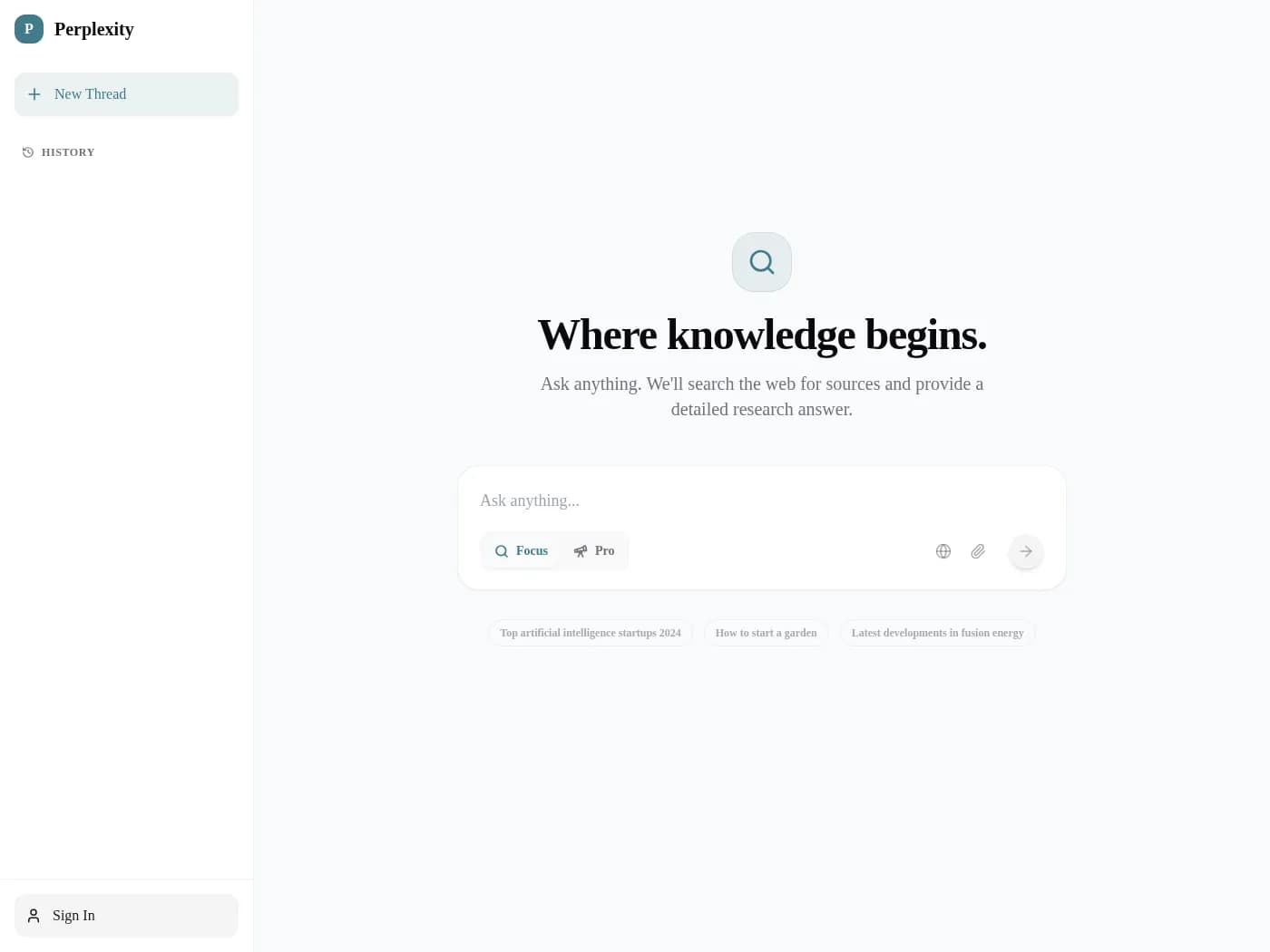 Perplexity Web Clone