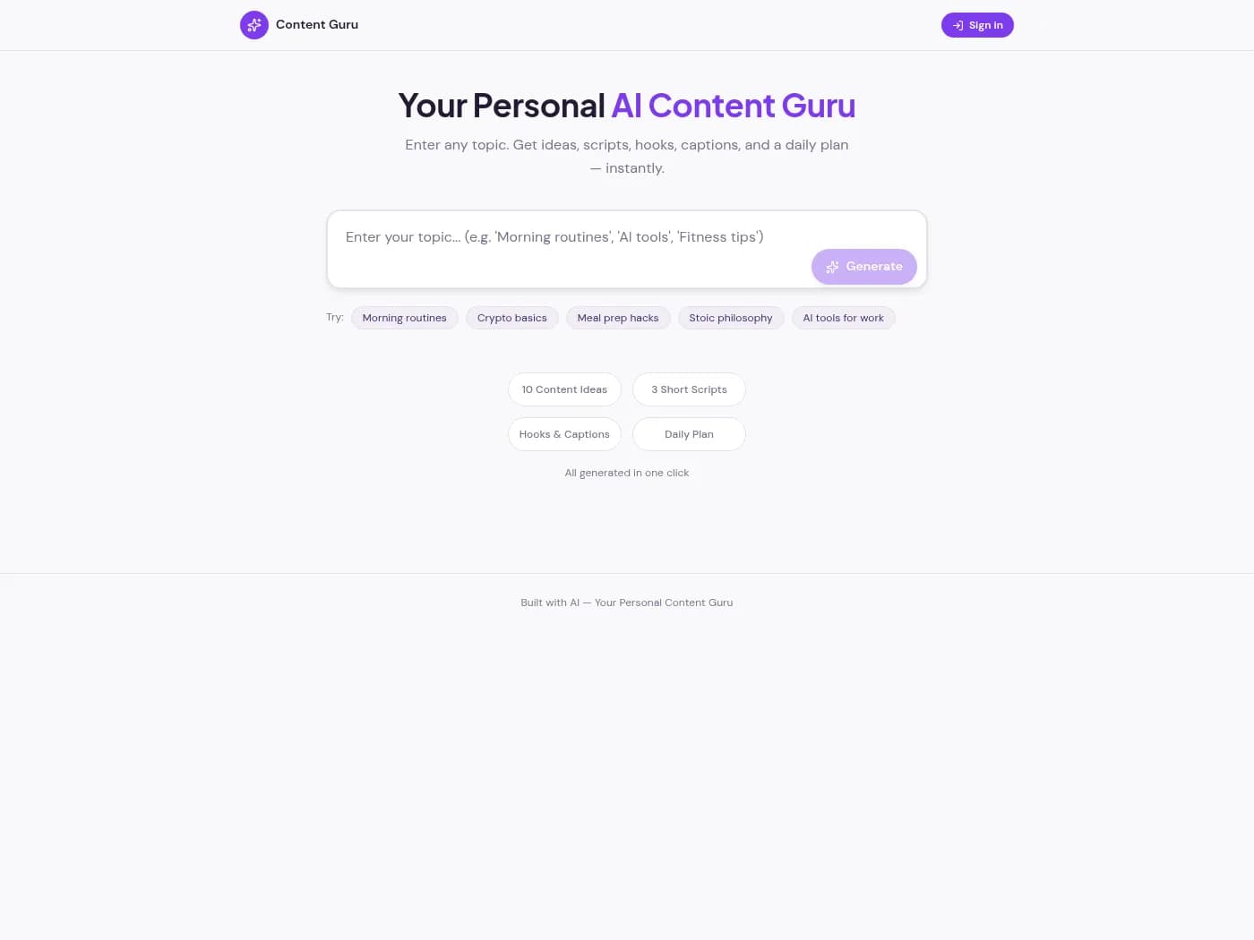 Personal AI Content Guru