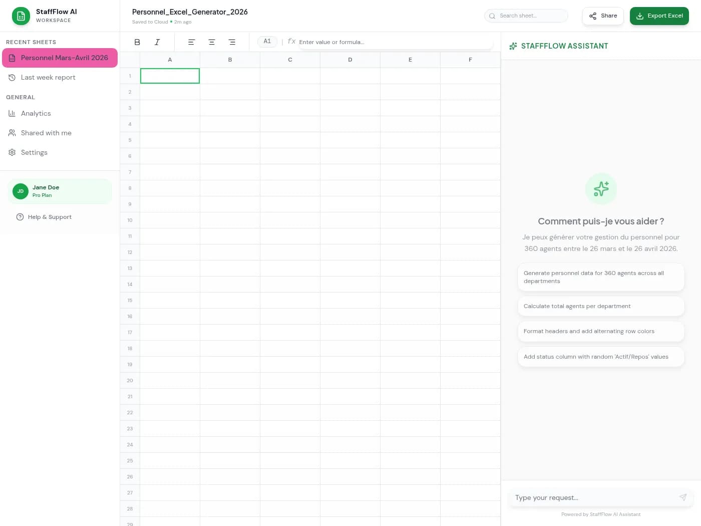 Personnel Excel Generator
