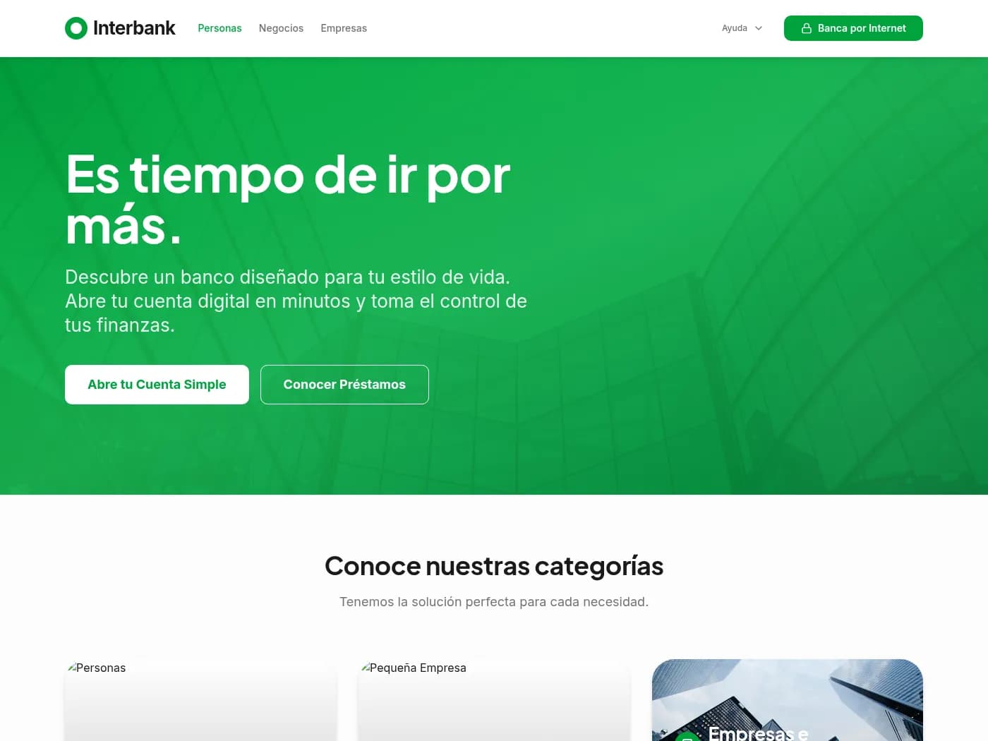 Peru Bank Landing Page