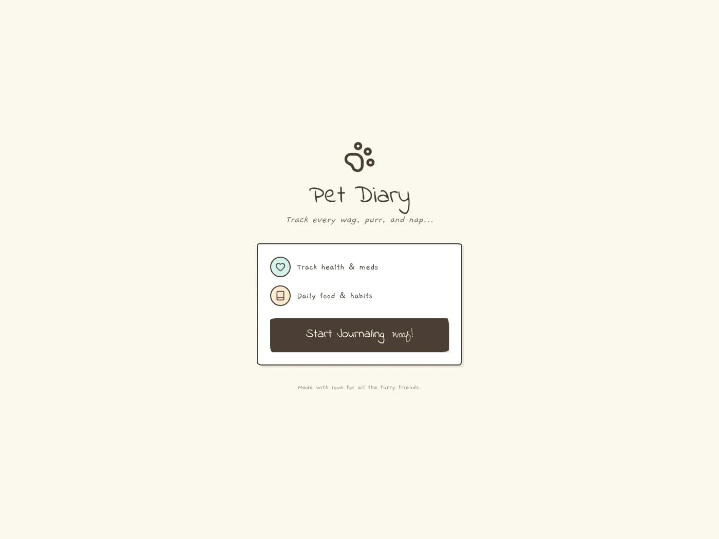 Pet Diary Journal
