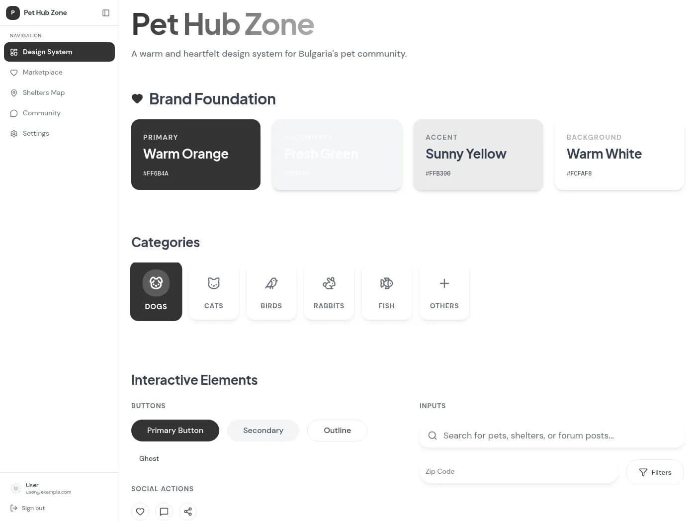 Pet Hub Zone Design System