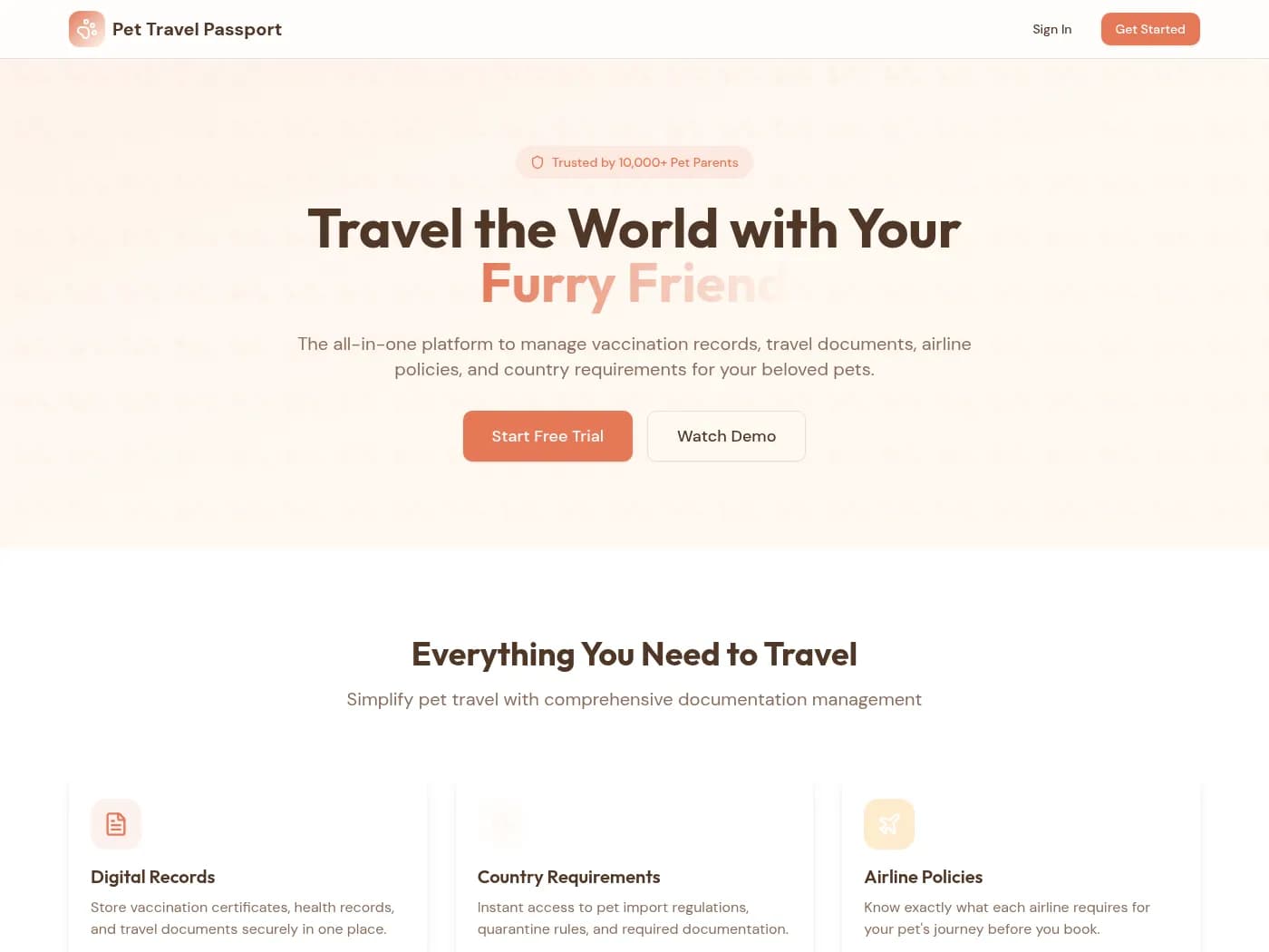 Pet Travel Passport