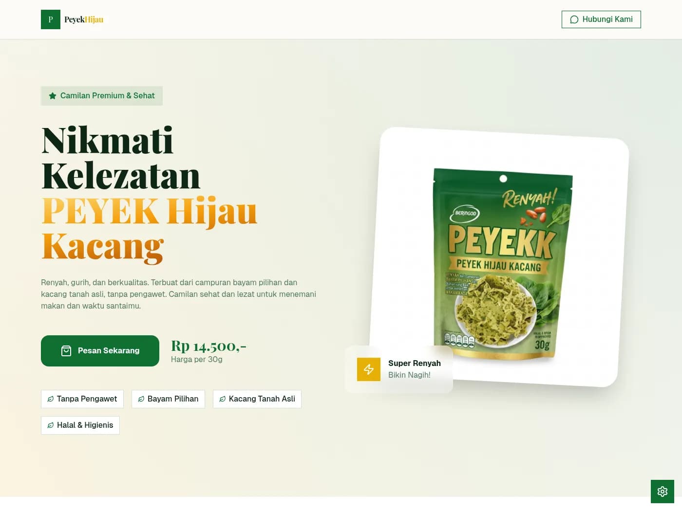 Peyek Hijau Landing Page