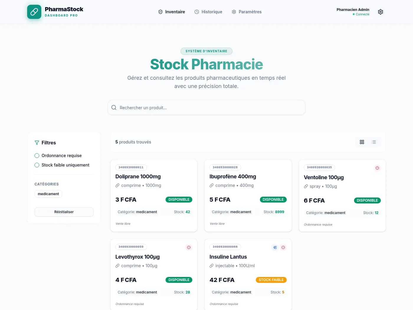 PharmaStock Dashboard