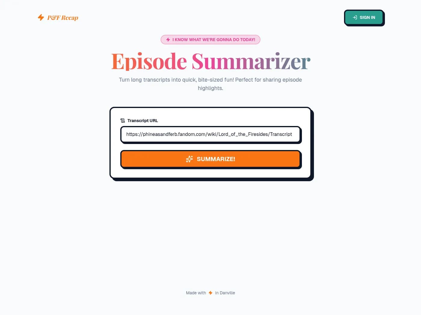 Phineas & Ferb Summarizer