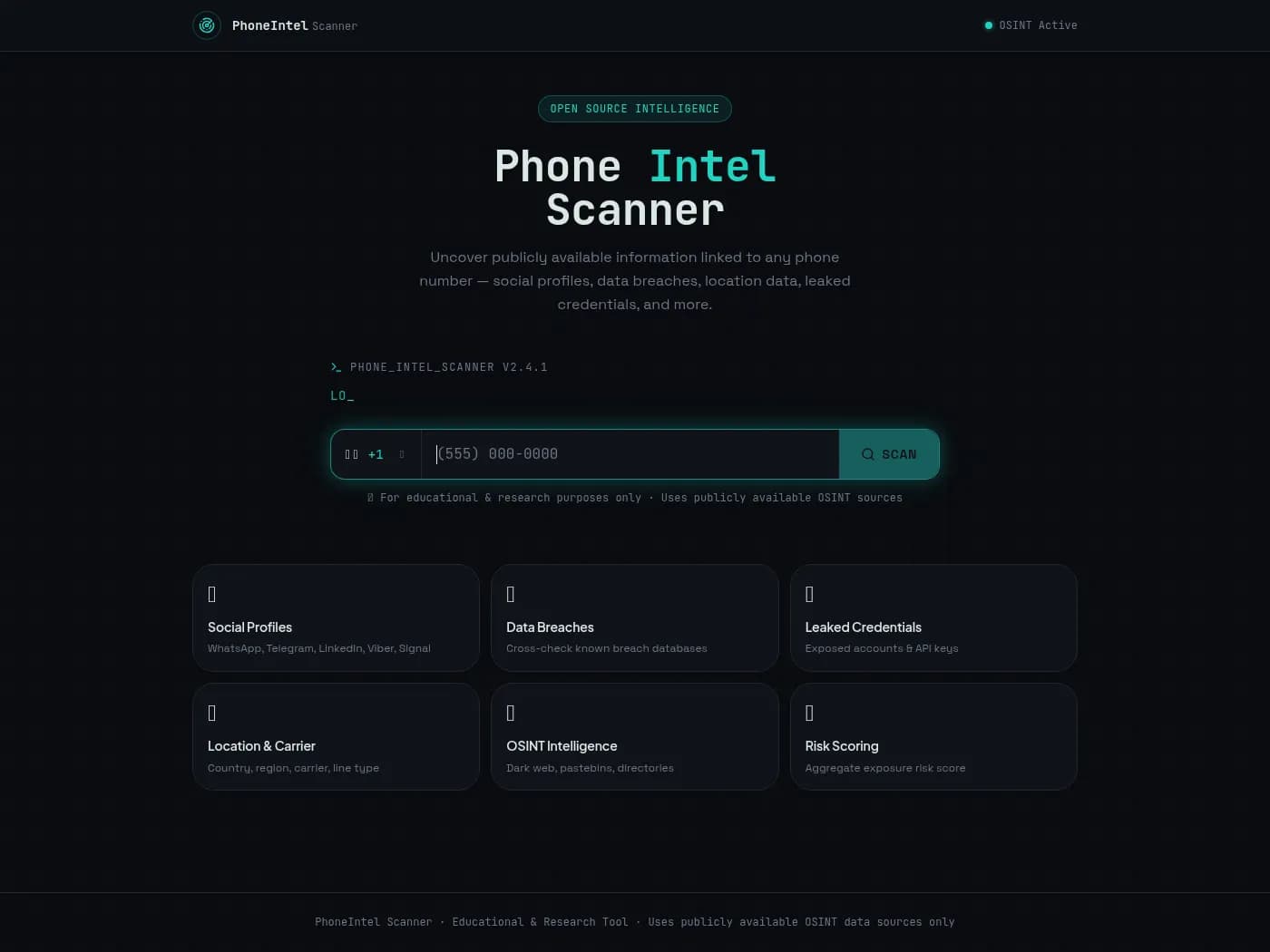 Phone Intel Scanner