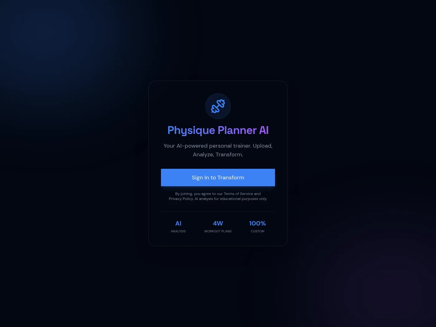 Physique Planner AI