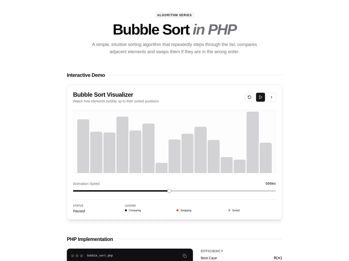 PHP Bubble Sort Demo