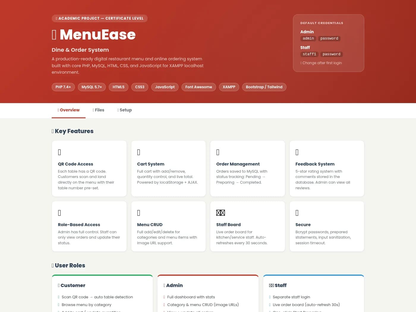 MenuEase Dine and Order