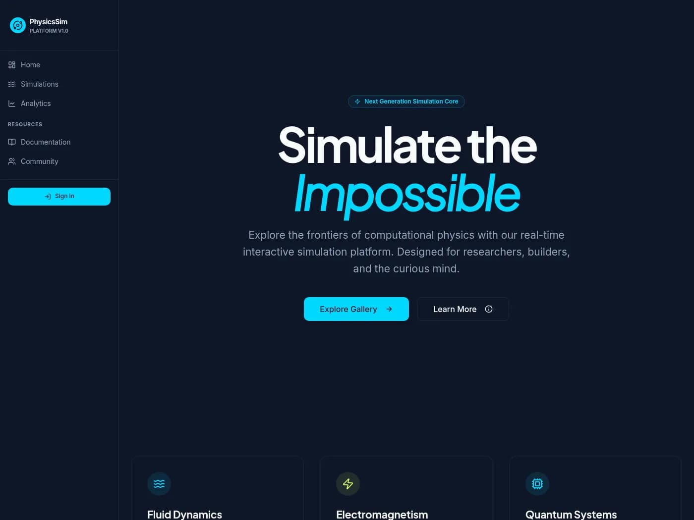 PhysicsSim Platform Site