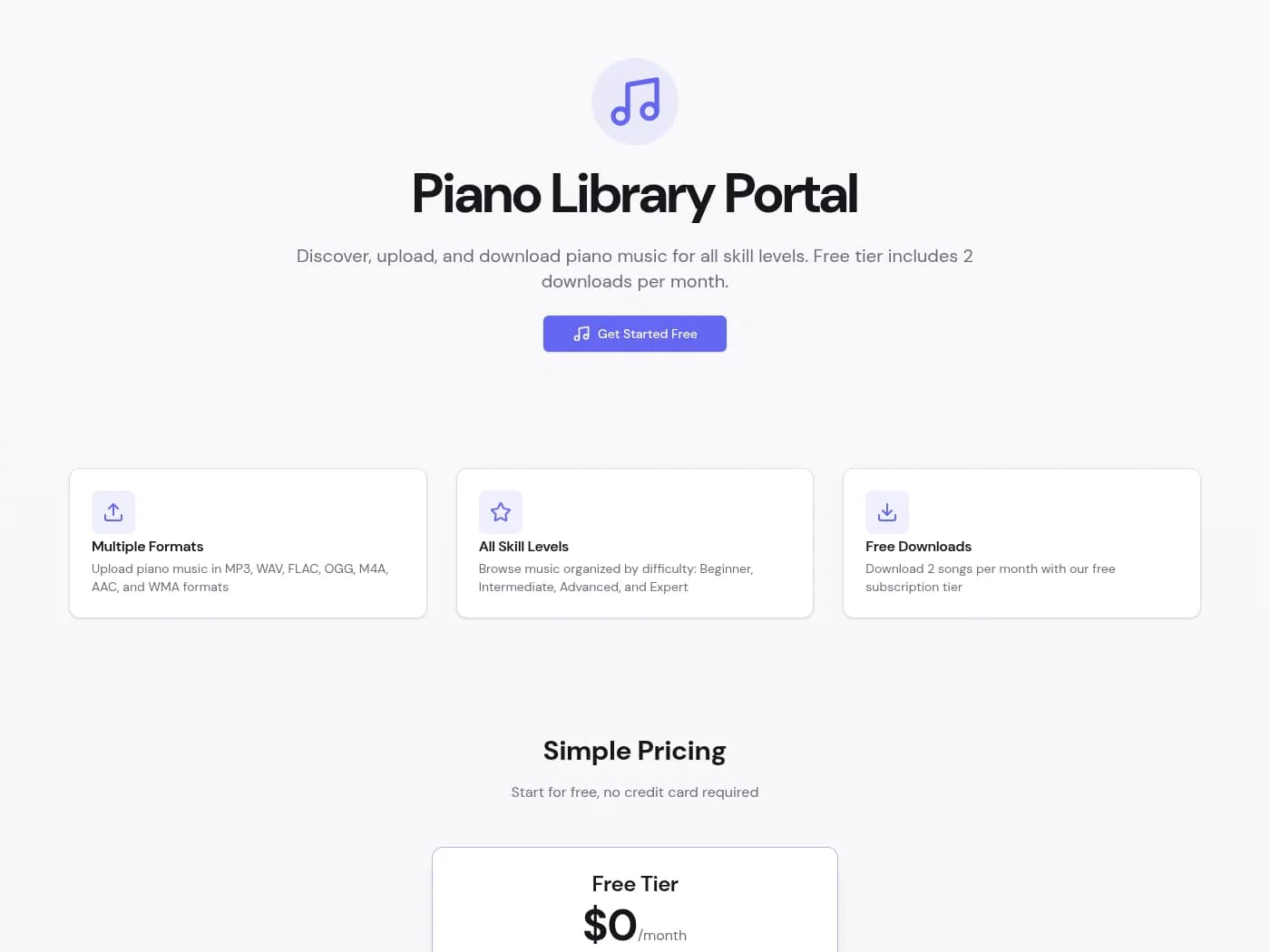 Piano Library Portal