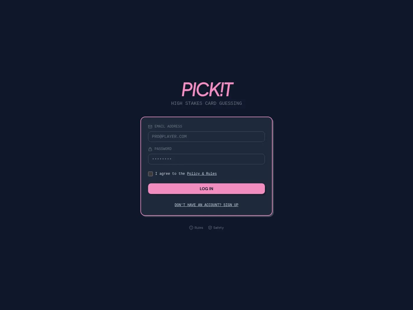 Pick!t Bet Game