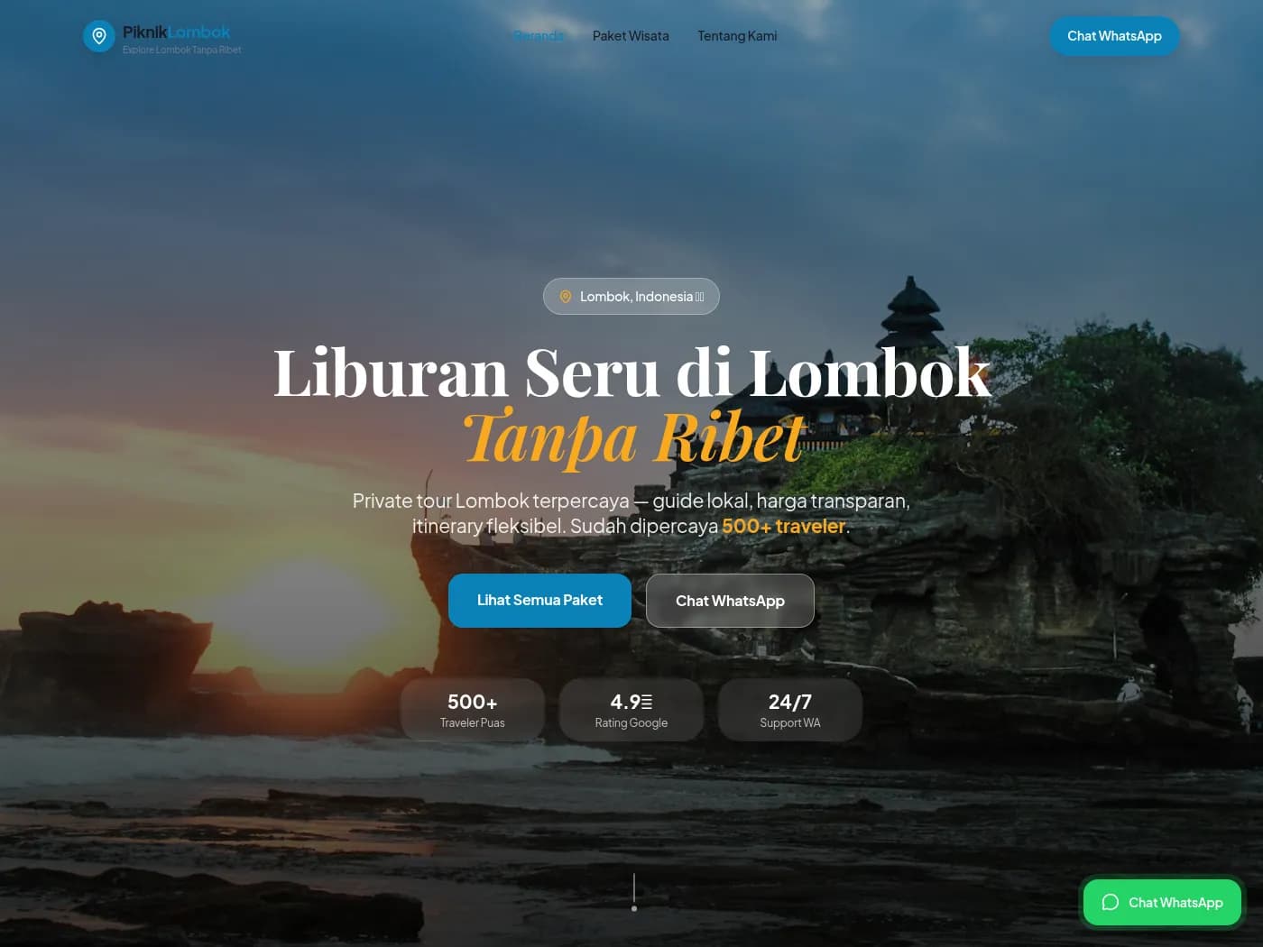 PiknikLombok Tour Website