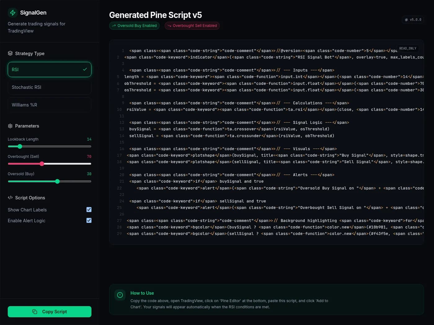 Pine Script Signal Generator