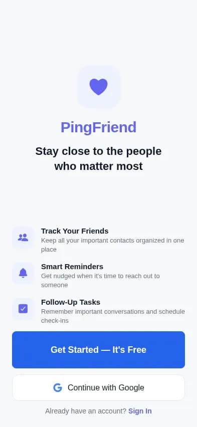PingFriend Mobile App