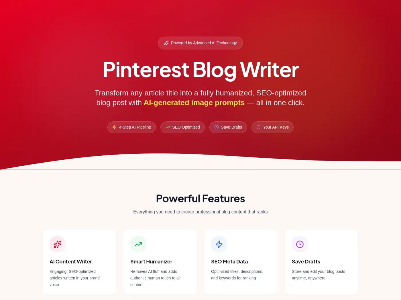 Pinterest Blog Writer App