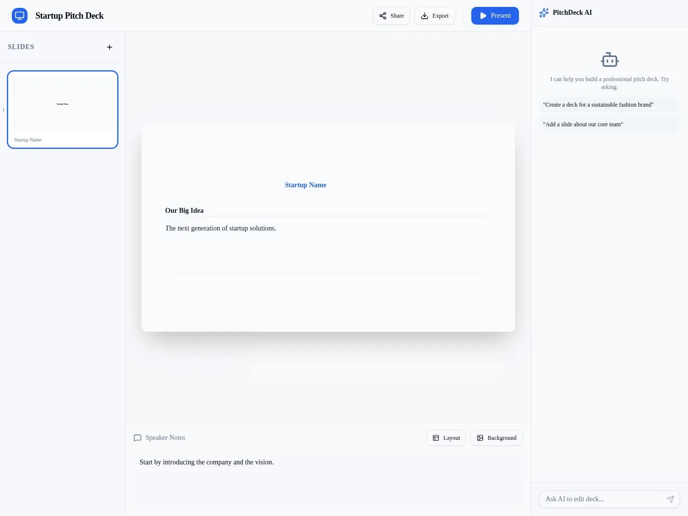 Startup Pitch Deck Pro